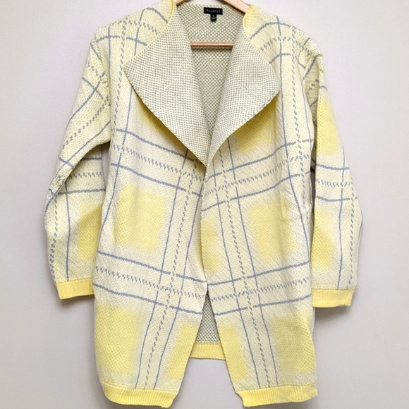 Talbots | Sweaters | Nwot Talbots Yellow Plaid Assymetrical Long Sleeve ...